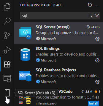 Writing SQL in Visual Studio Code