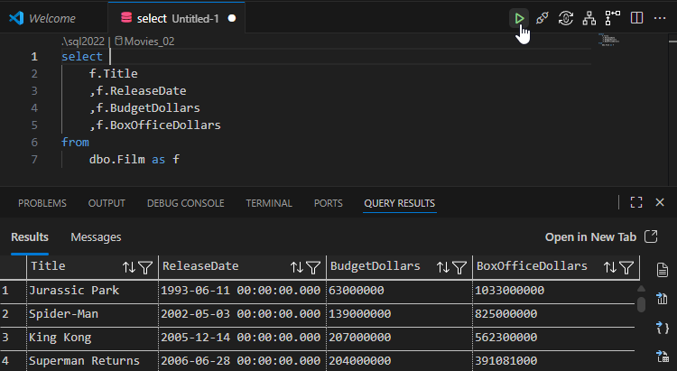 Writing SQL in Visual Studio Code